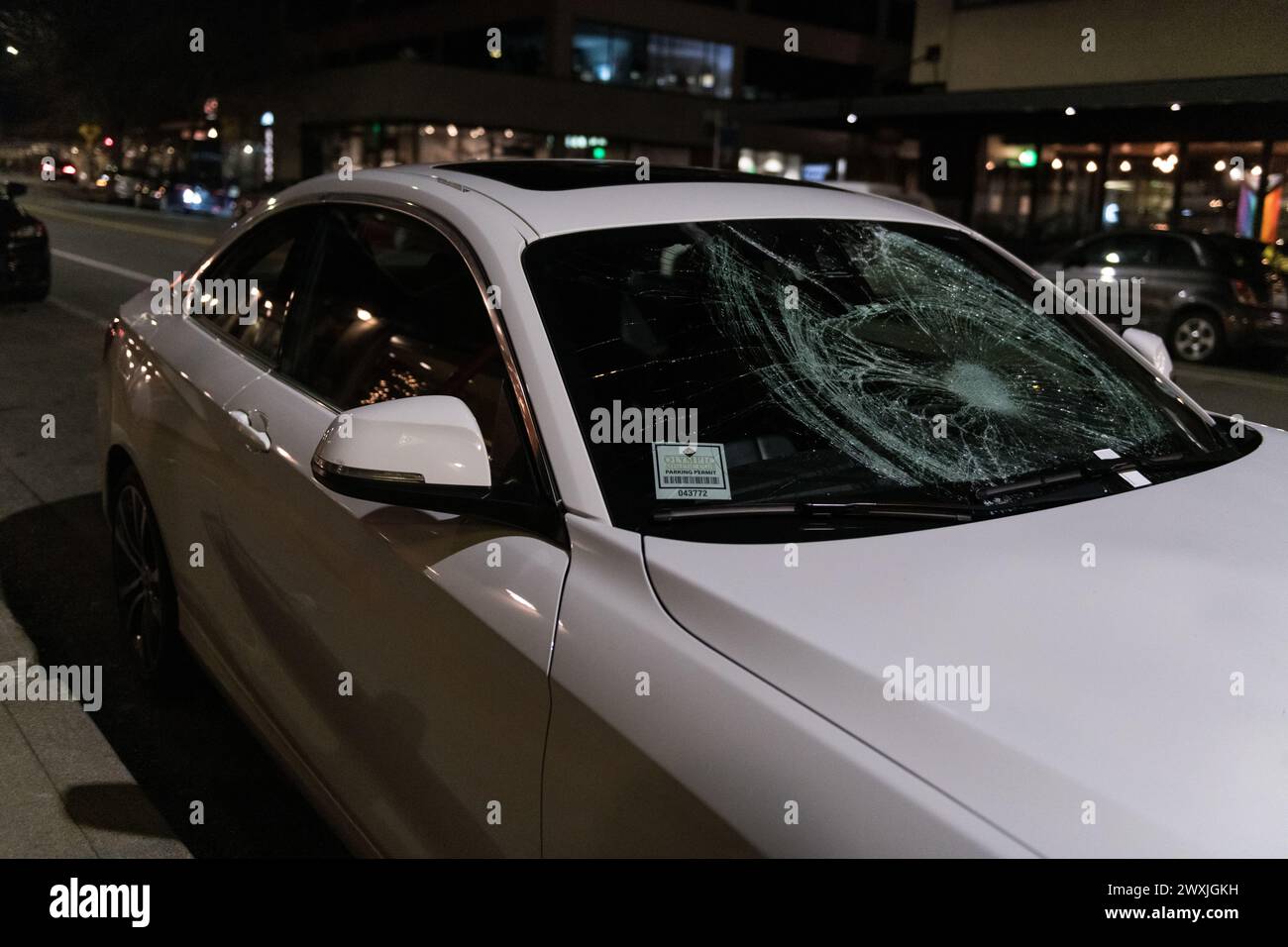 Seattle, USA. 22 Feb 2024. Report of a person jumping on car windows by ...