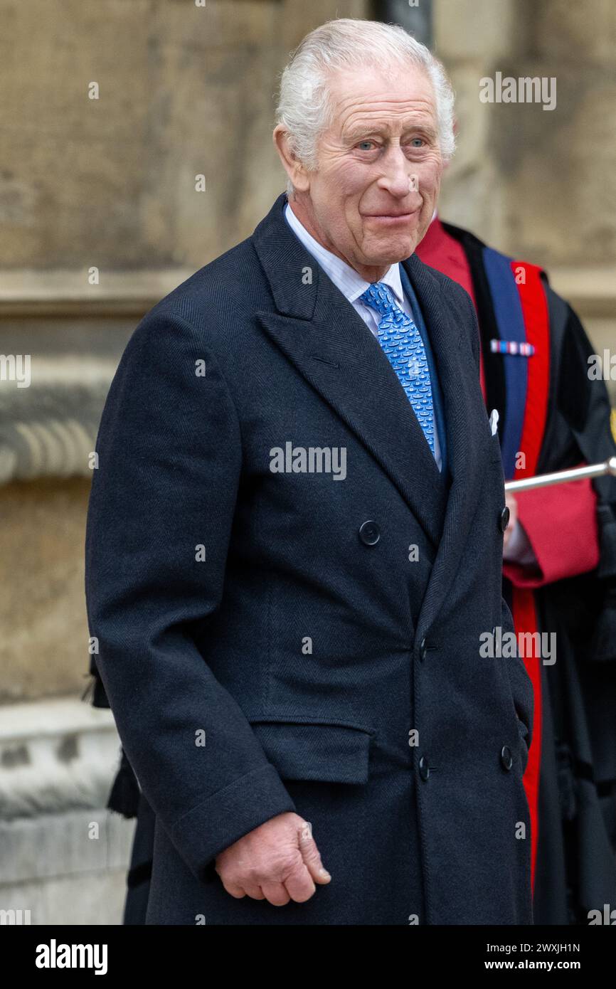 31/03/2024. Windsor, UK HRH Prince Charles III attends the Easter ...