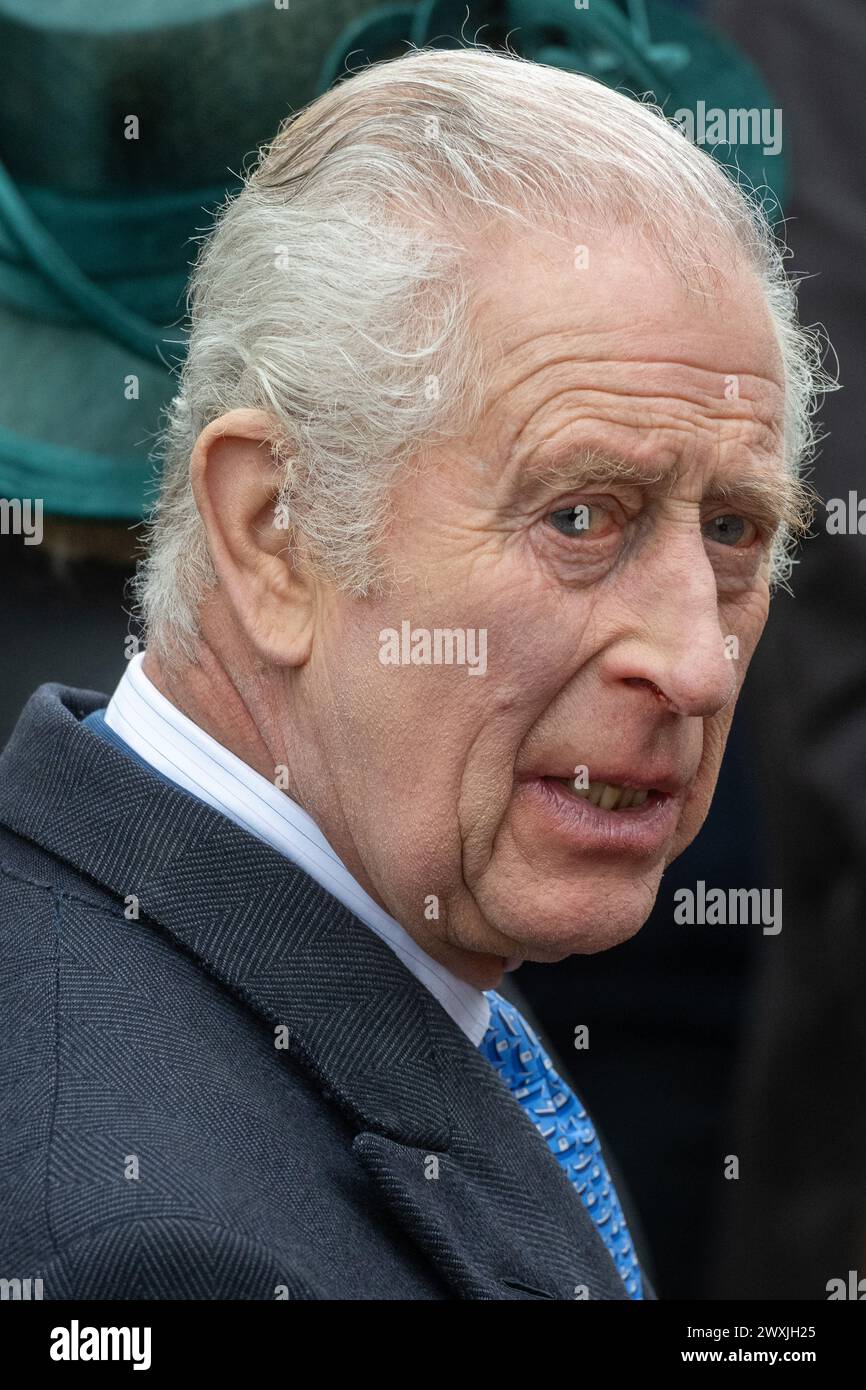 31/03/2024. Windsor, UK HRH Prince Charles III attends the Easter ...
