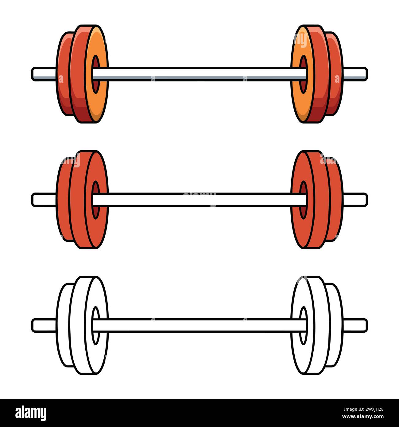 Set weightlifting barbell design element vector illustration Stock ...