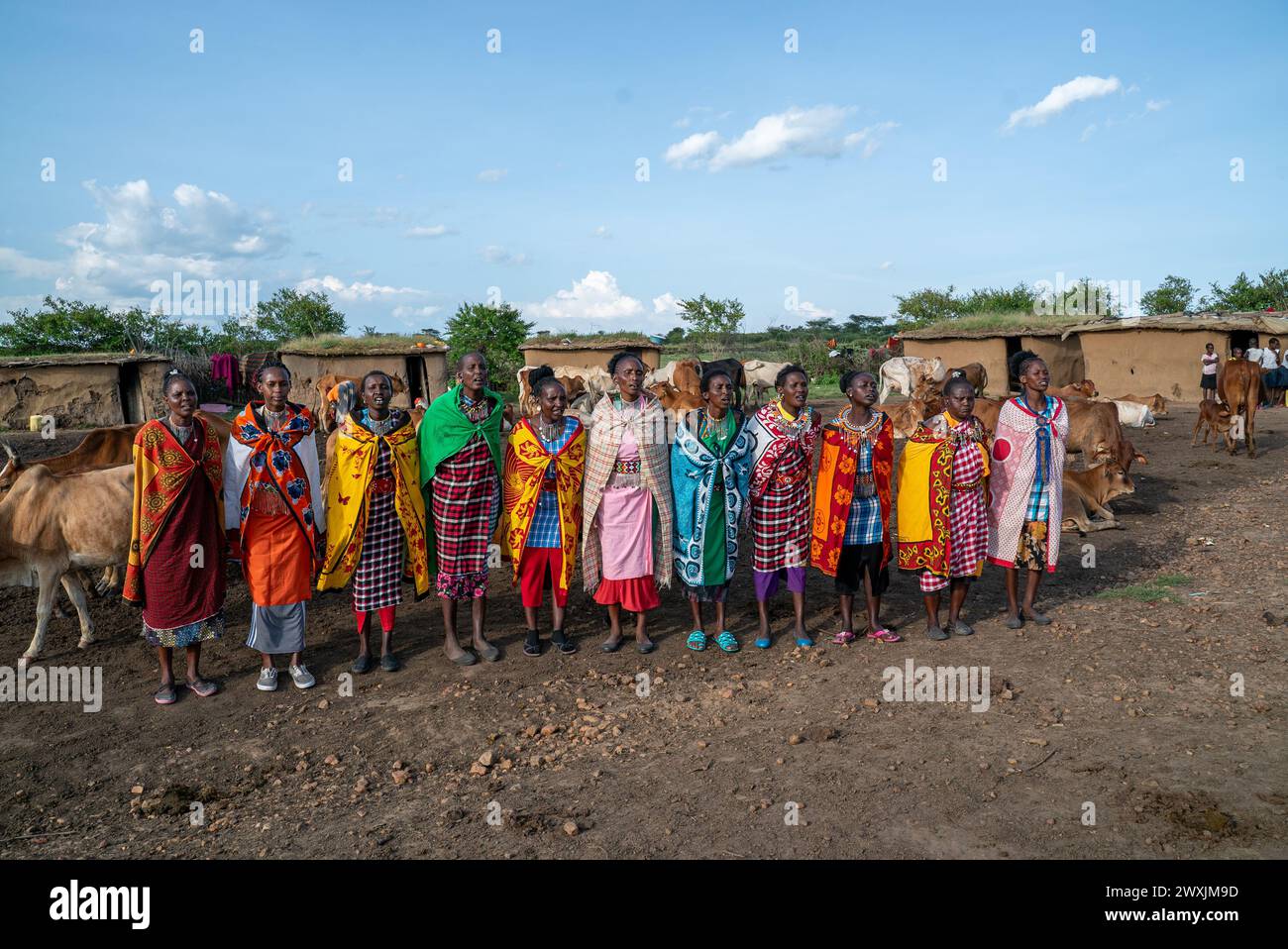Masai tribe members with colorful dresses Stock Photo - Alamy