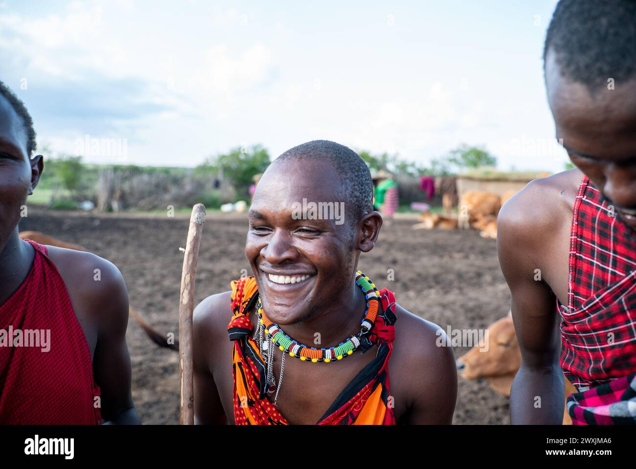 Masai tribe members with colorful dresses Stock Photo - Alamy