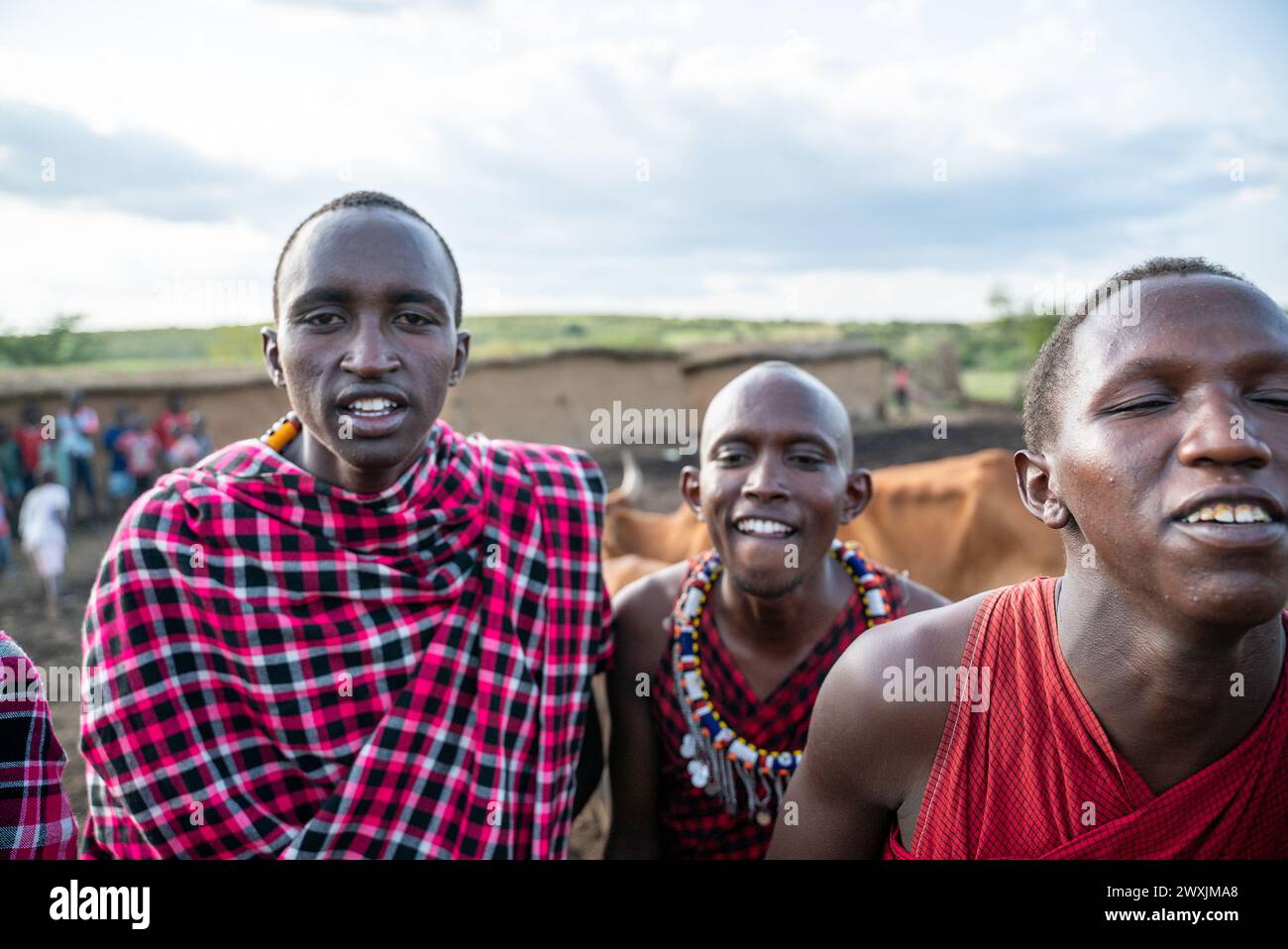 Masai tribe members with colorful dresses Stock Photo - Alamy