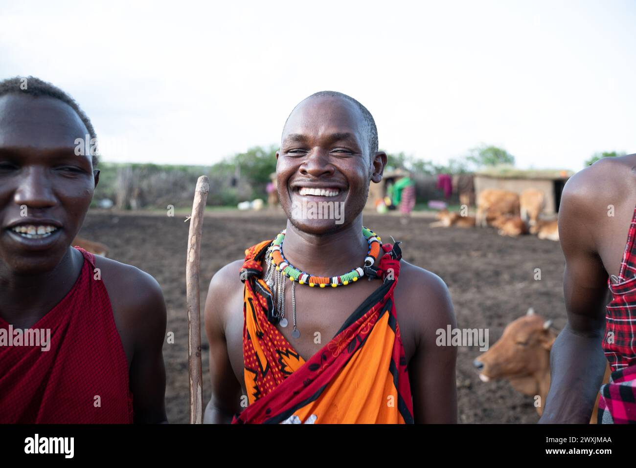 Masai tribe members with colorful dresses Stock Photo - Alamy