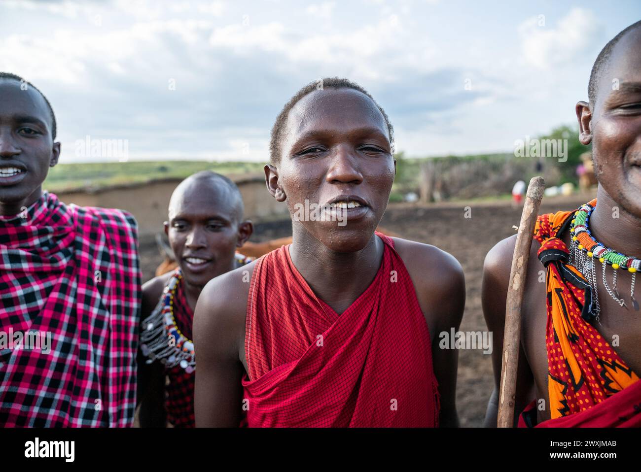 Masai tribe members with colorful dresses Stock Photo - Alamy