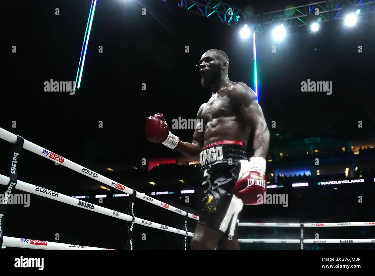 Chris Kongo in action against Florian Marku (not pictured) during their ...