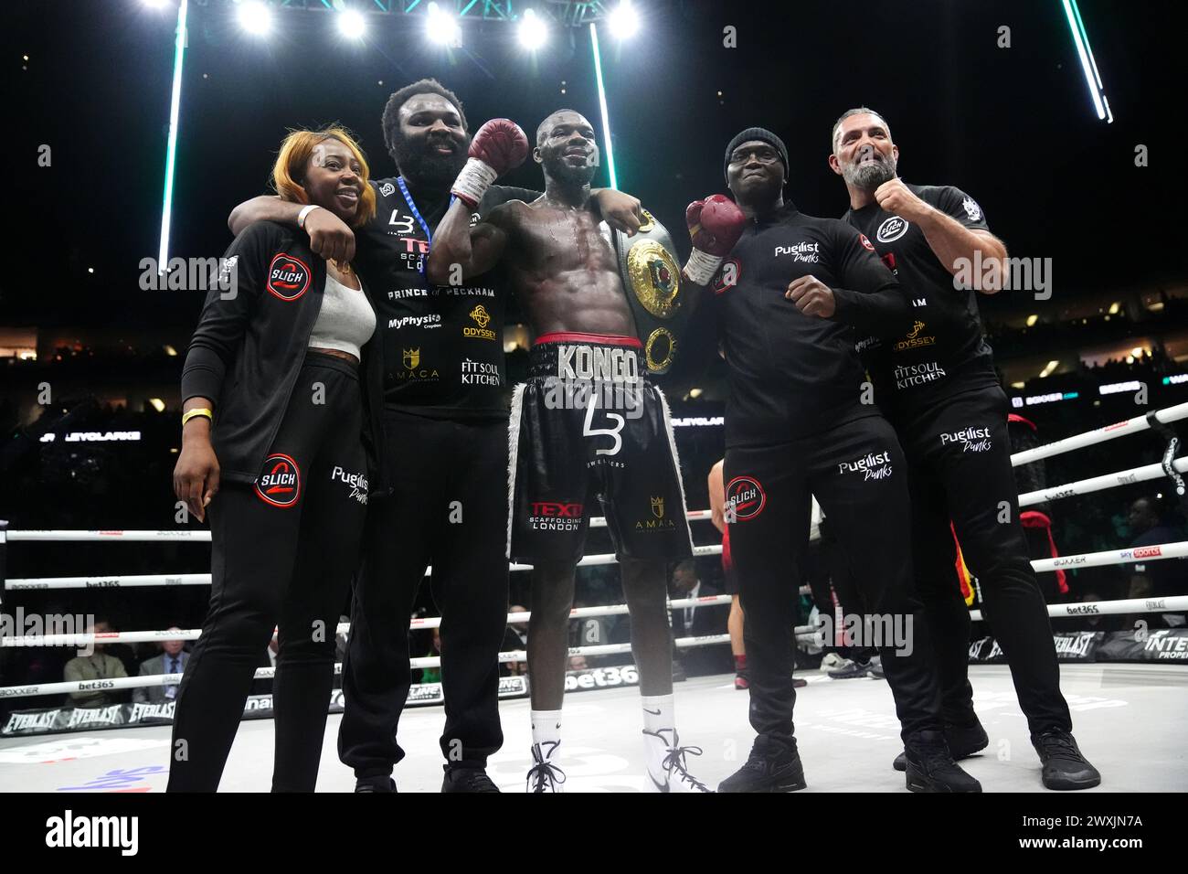 Chris Kongo celebrates after beating Florian Marku (not pictured) at ...