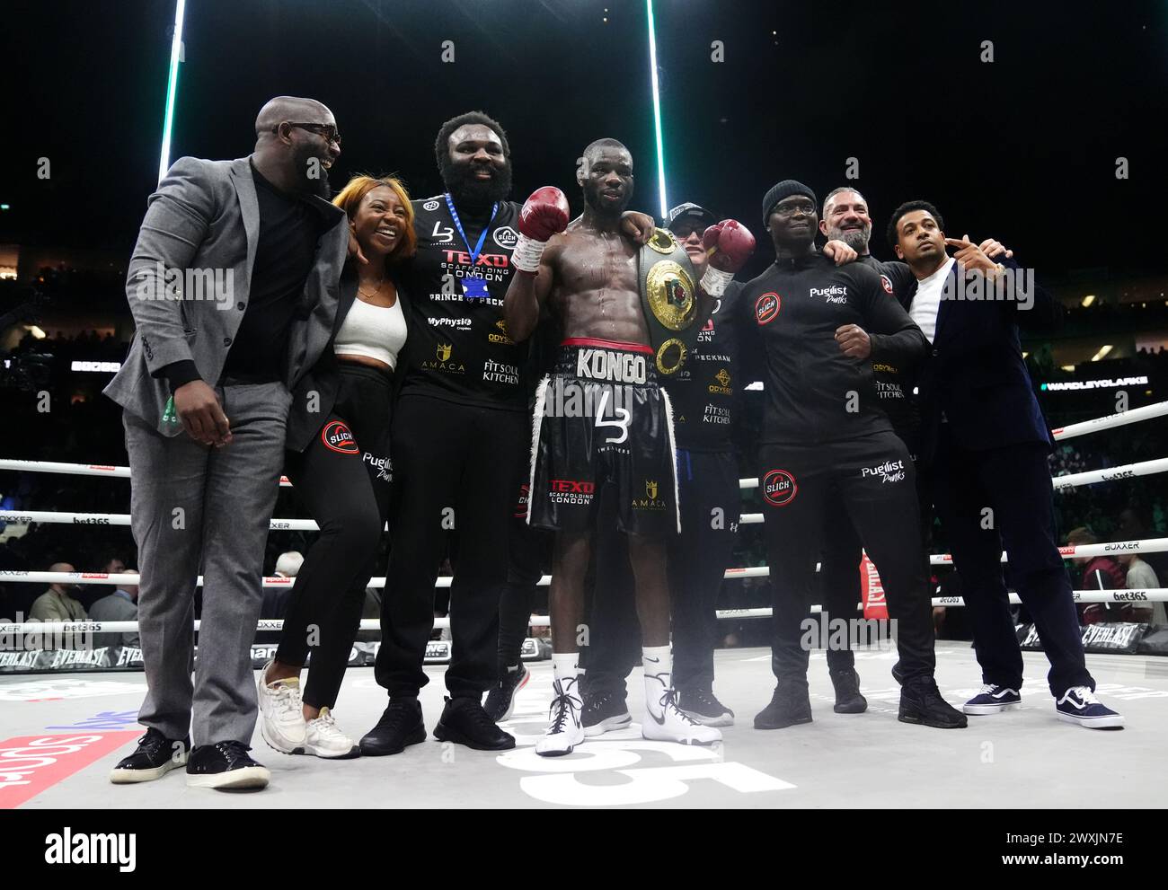Chris Kongo celebrates after beating Florian Marku (not pictured) at ...