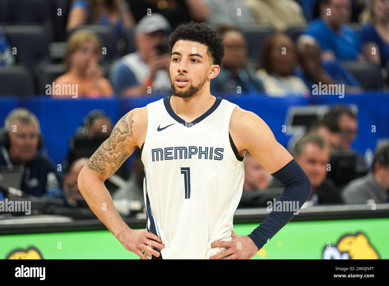 Orlando, Florida, USA, March 30, 2024, Memphis Grizzlies guard Scottie Pippen Jr #1 at the Kia ...