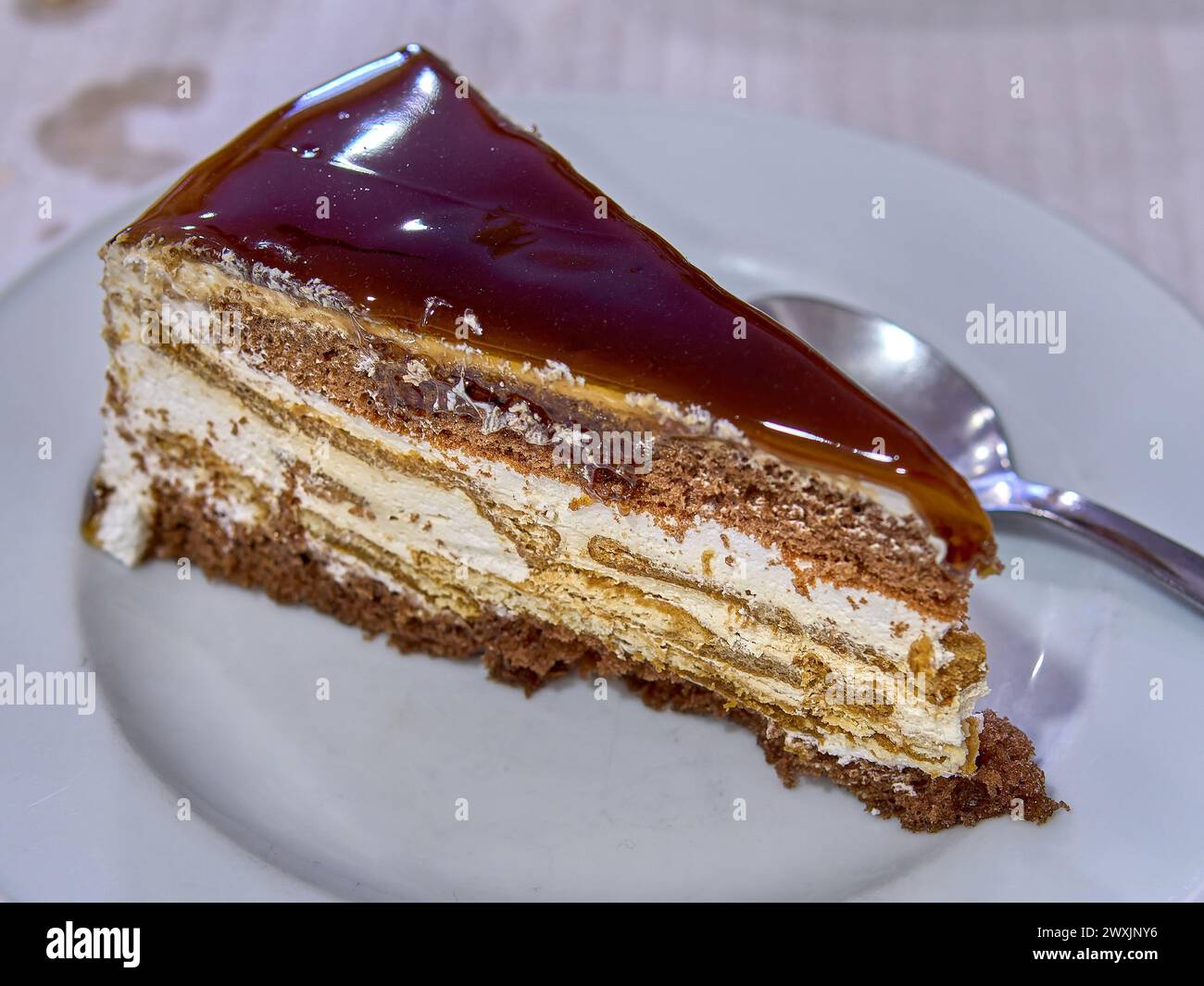 Layered Cream Cake Slice, Gourmet Dessert Concept Stock Photo - Alamy
