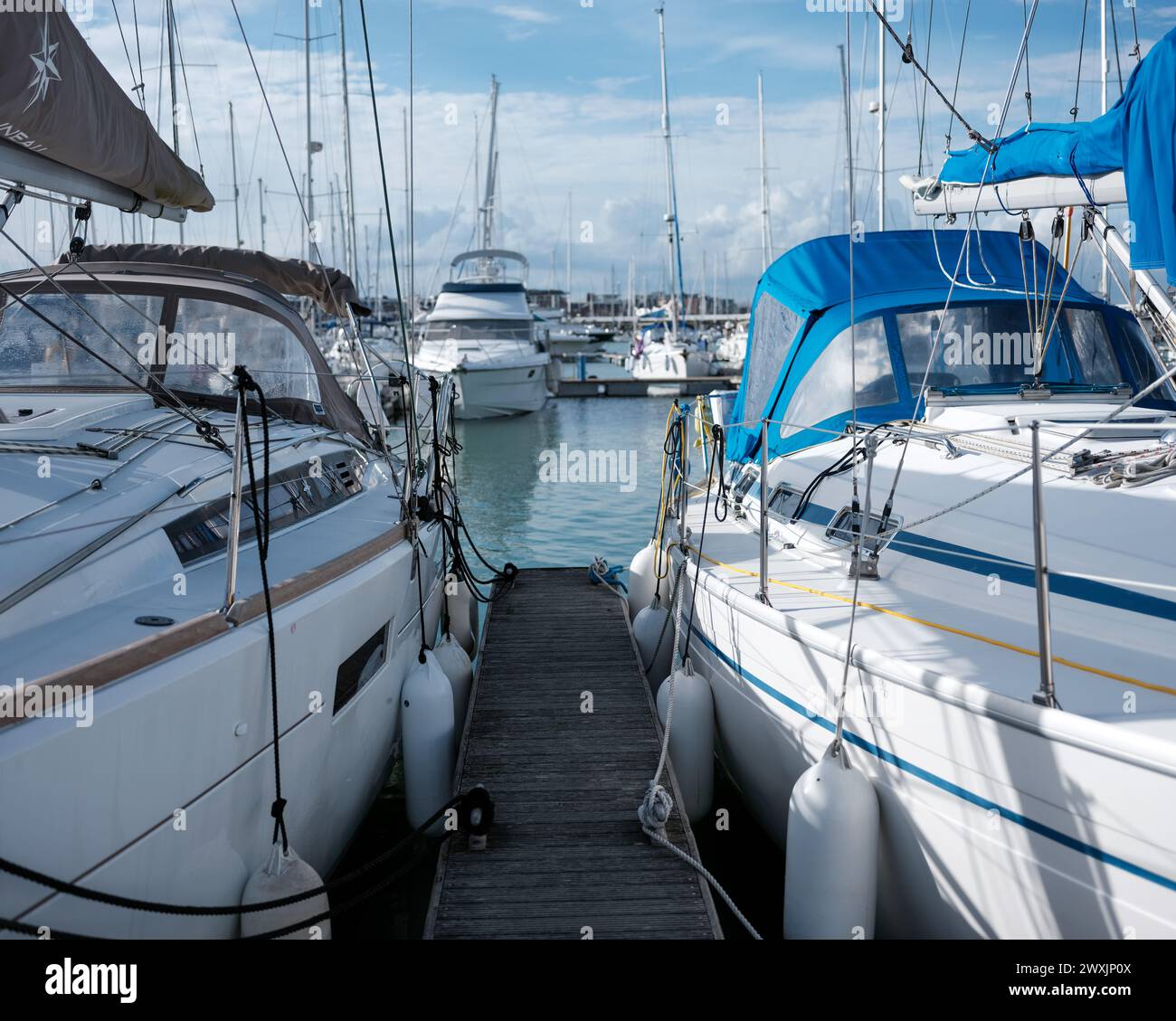 Yachts in a marina in the Solent, UK Stock Photo - Alamy