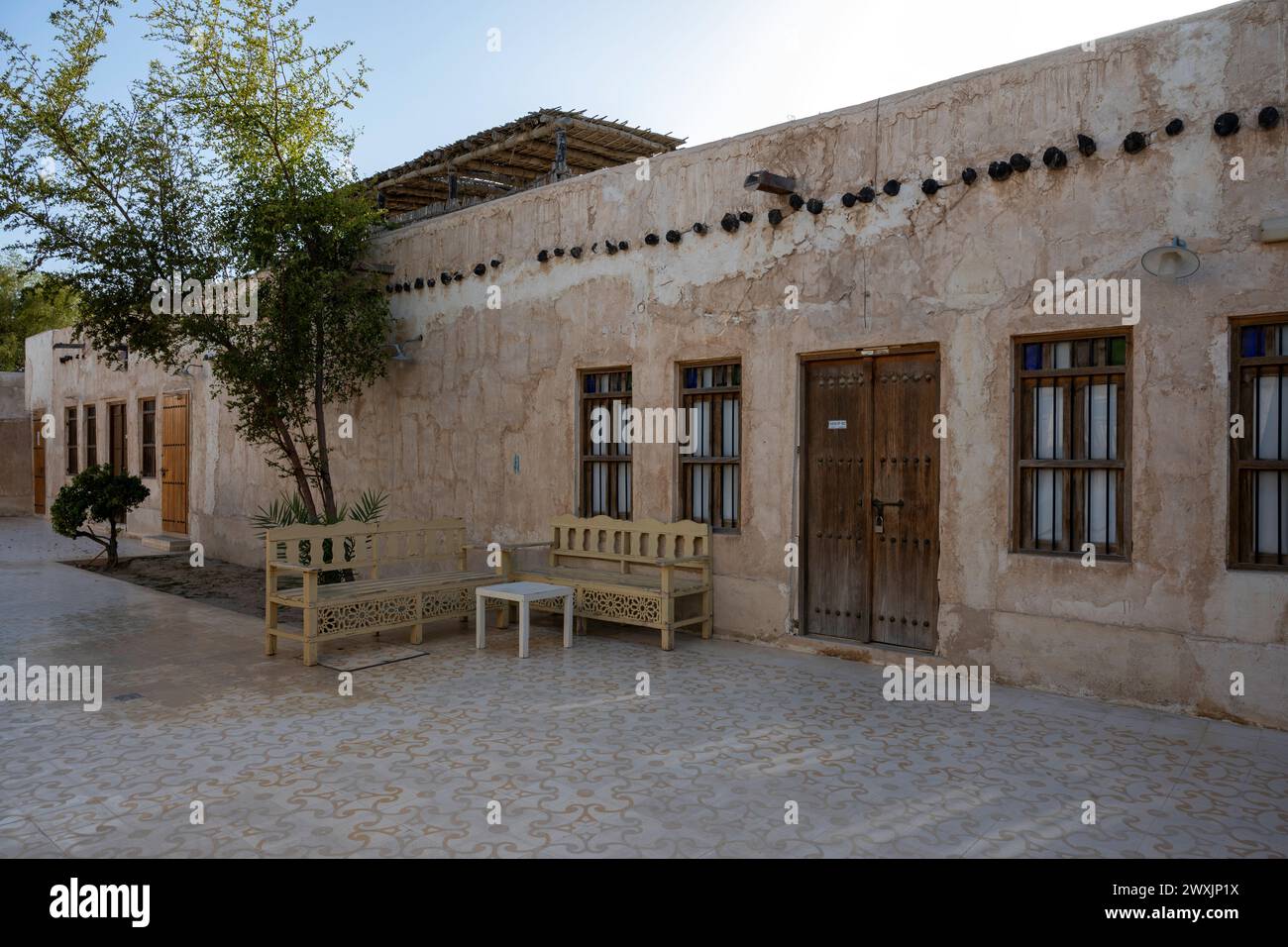 Wakra, Qatar - March 28, 2024: Old buildings architecture in the Wakrah ...