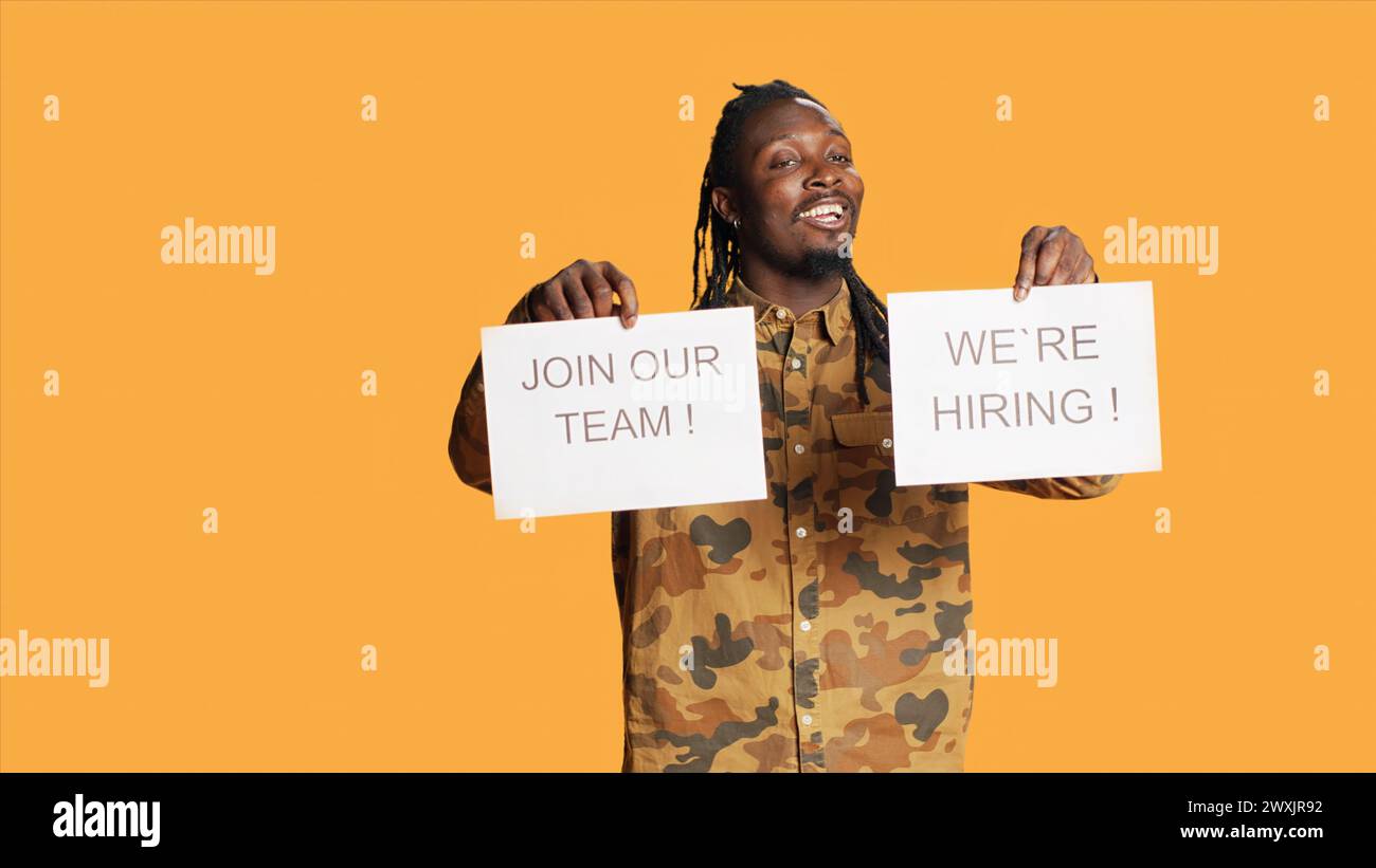 HR employee working on recruitment to fill job vacancy, holding hiring ...