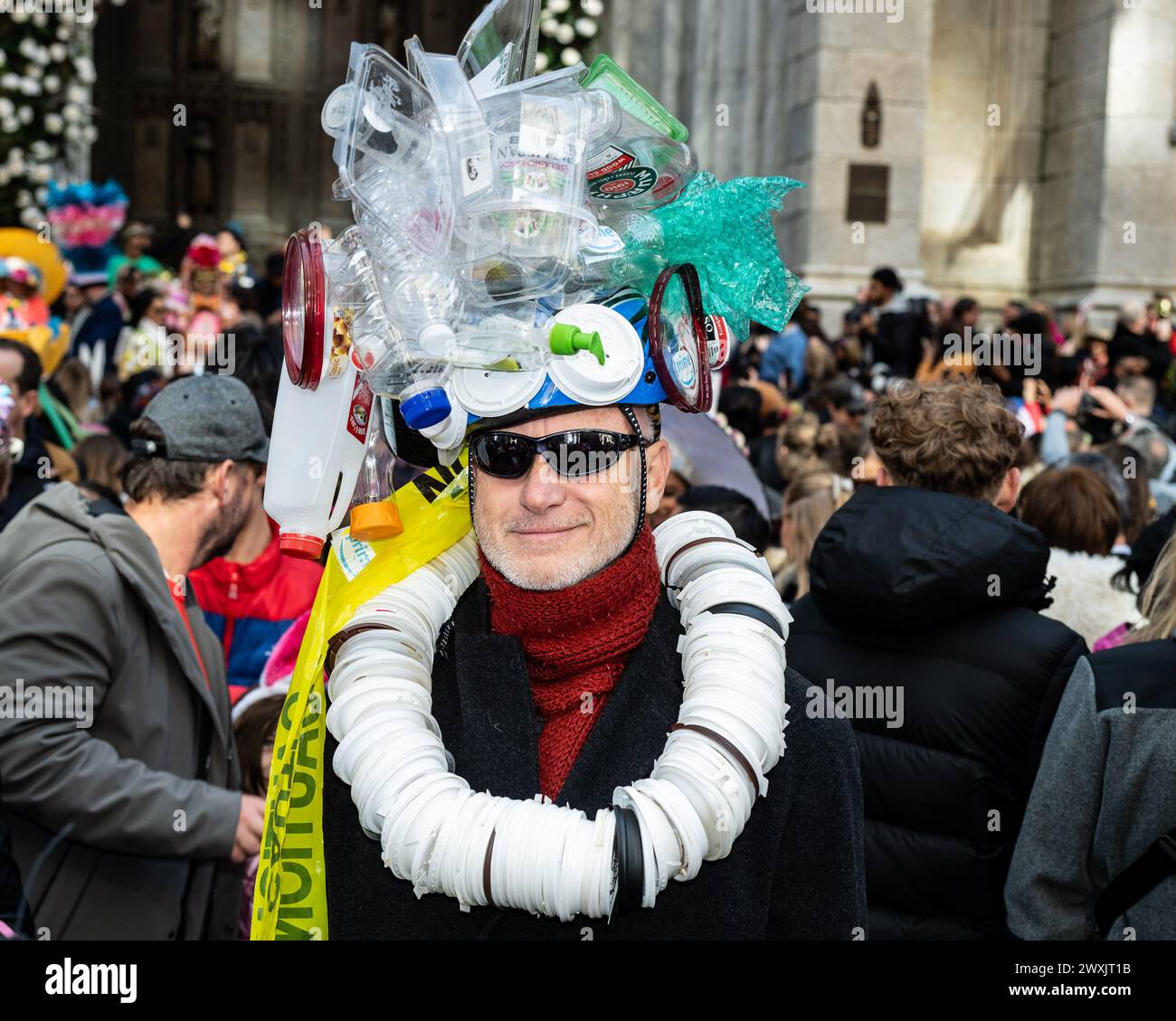 New York, United States. 31st Mar, 2024. An elaborate hat seen during ...