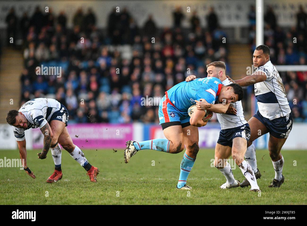 Featherstone, England - 29th March 2024 Wakefield Trinity's Isiah ...