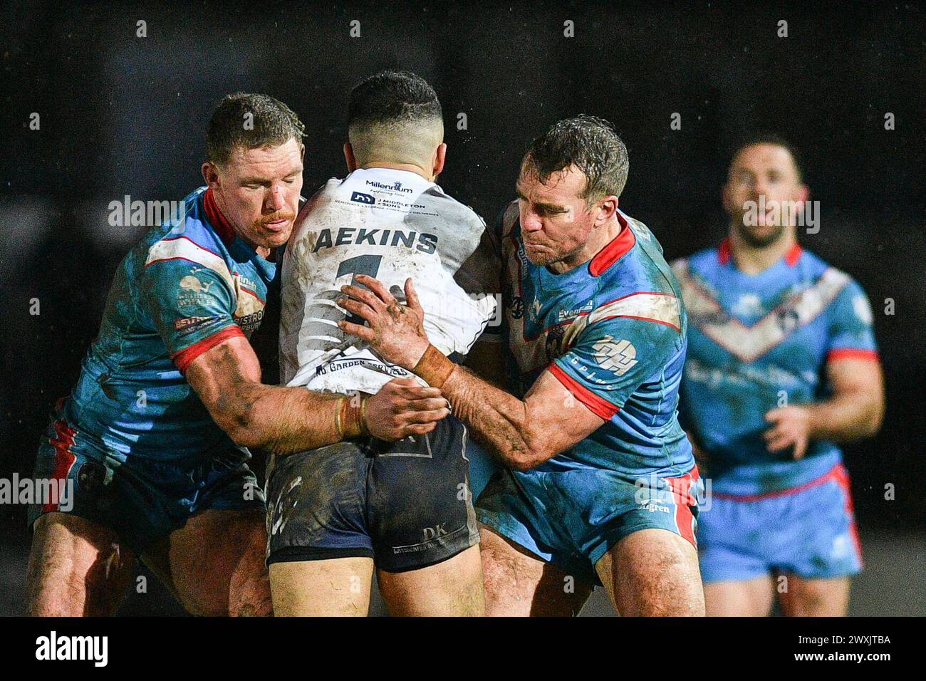 Featherstone, England - 29th March 2024 Wakefield Trinity's Ky Rodwell ...