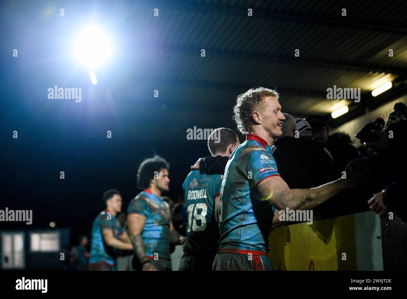 Featherstone, England - 29th March 2024 Wakefield Trinity's Lachlan ...