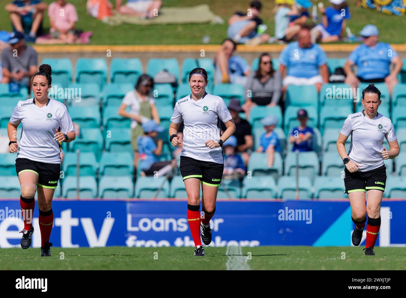 Sydney, Australia. 31st Mar, 2024. Match referees warm up before the A ...