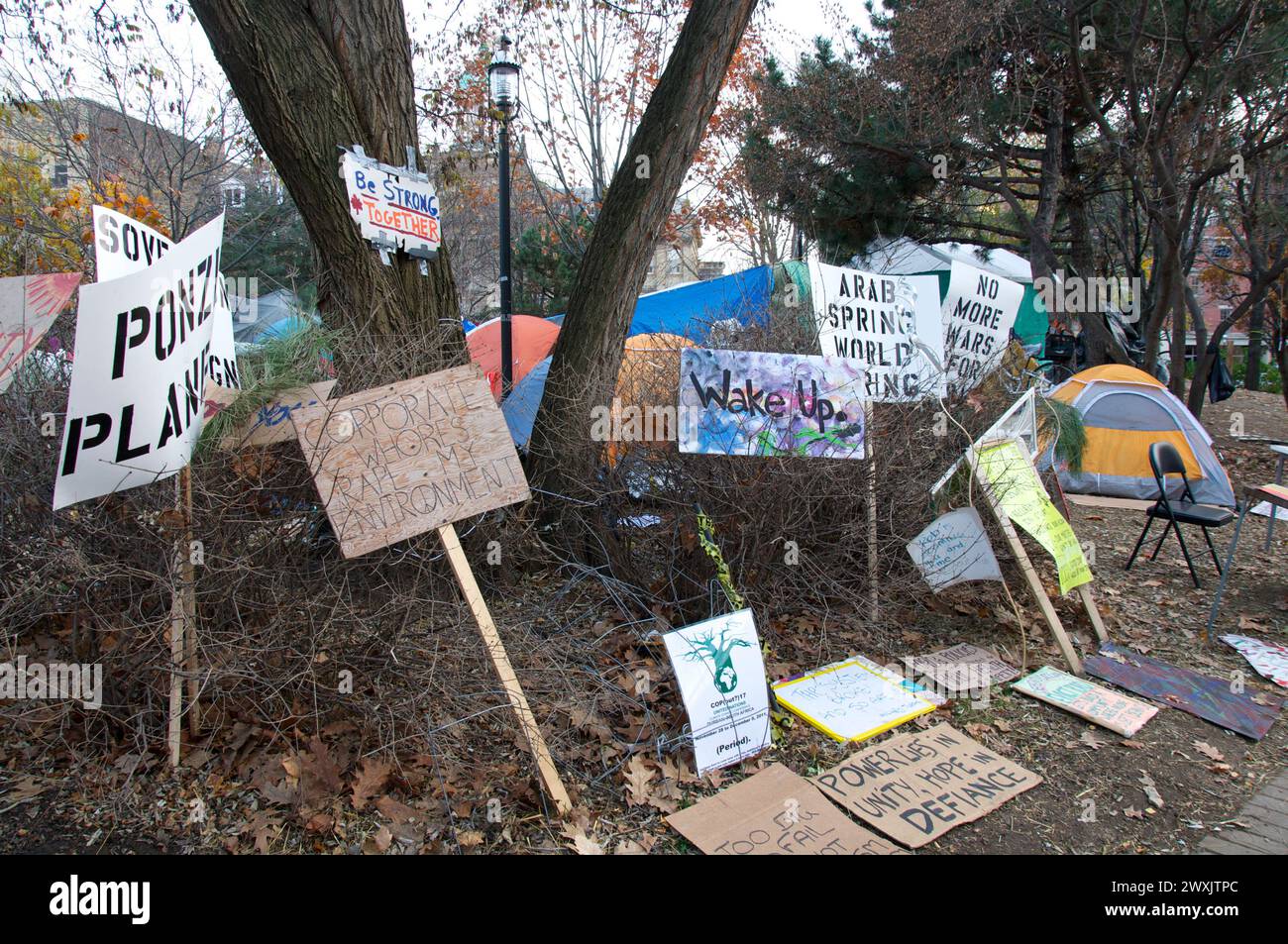 Signs in the downtown Toronto parks tent city Stock Photo - Alamy