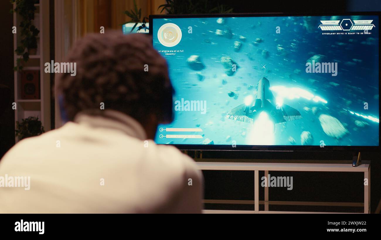 Gamer winning after destroying all enemy spacecrafts and finishing last ...