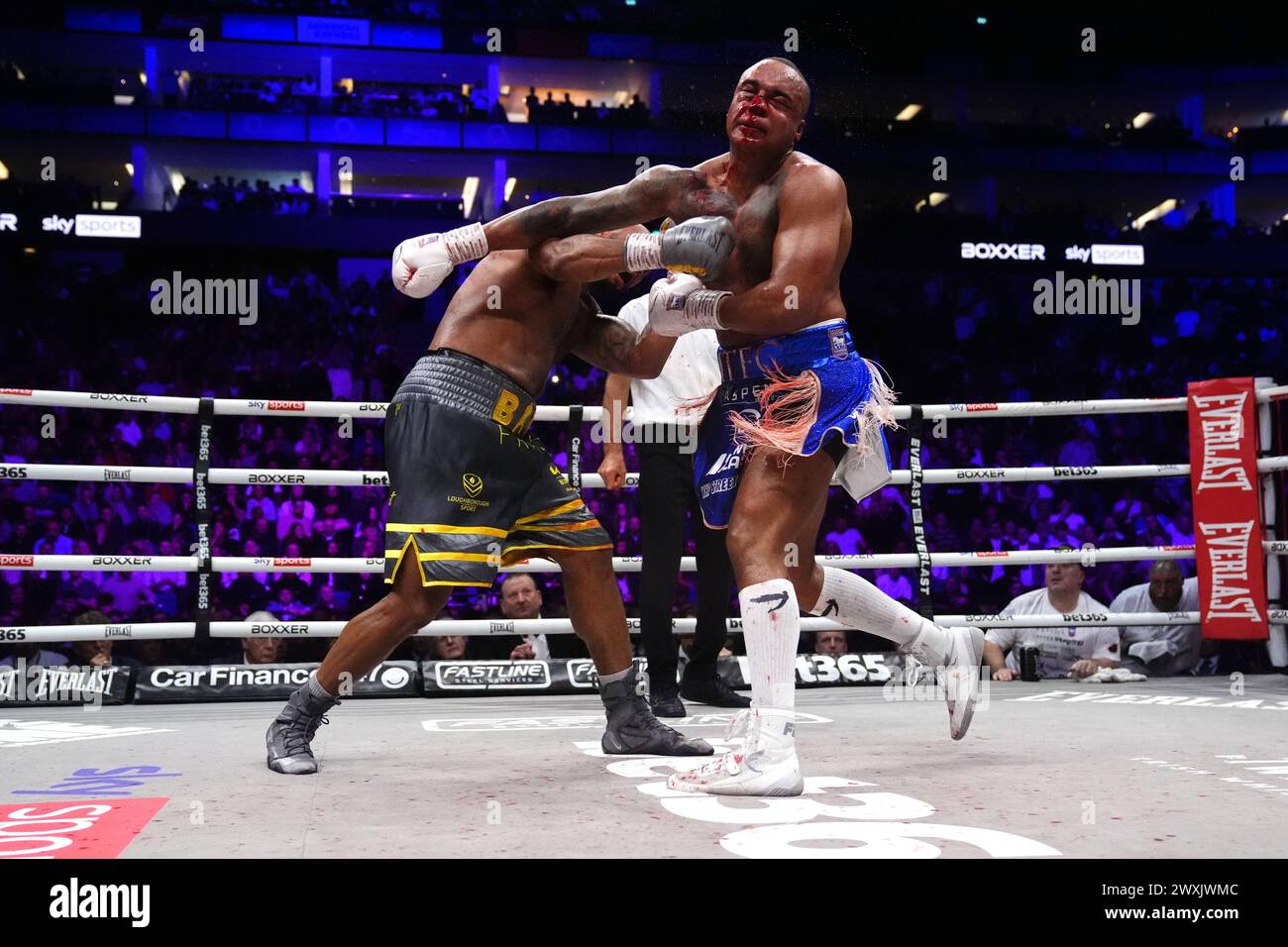 Frazer Clarke and Fabio Wardley (right) in action during their heavy ...