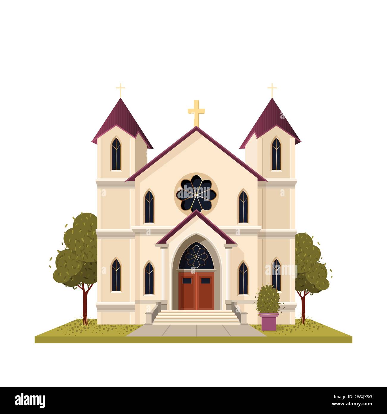 Catholic church building. isolated vector illustration Stock Vector ...