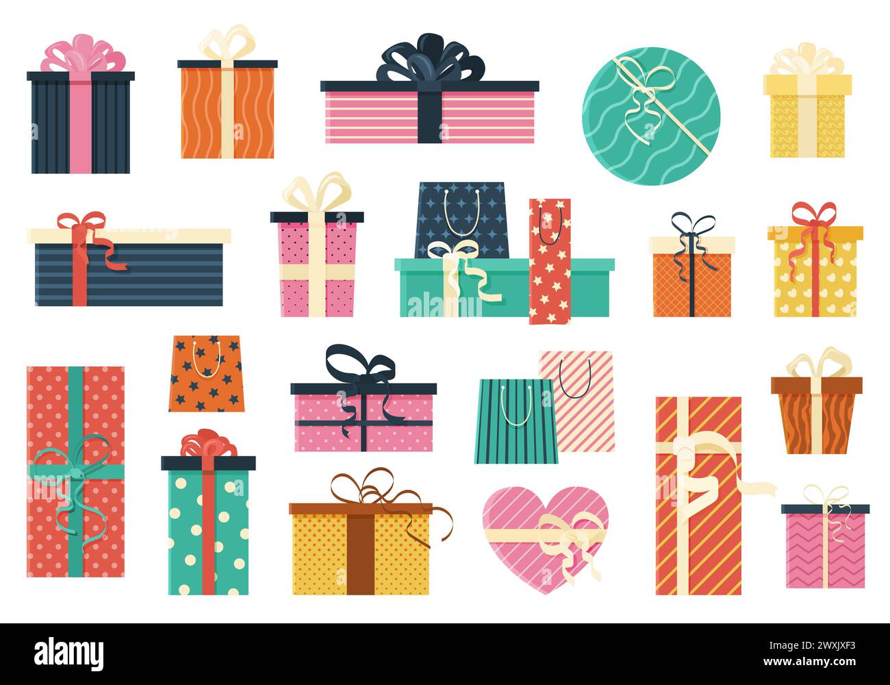 Lot christmas gift boxes Cut Out Stock Images & Pictures - Alamy