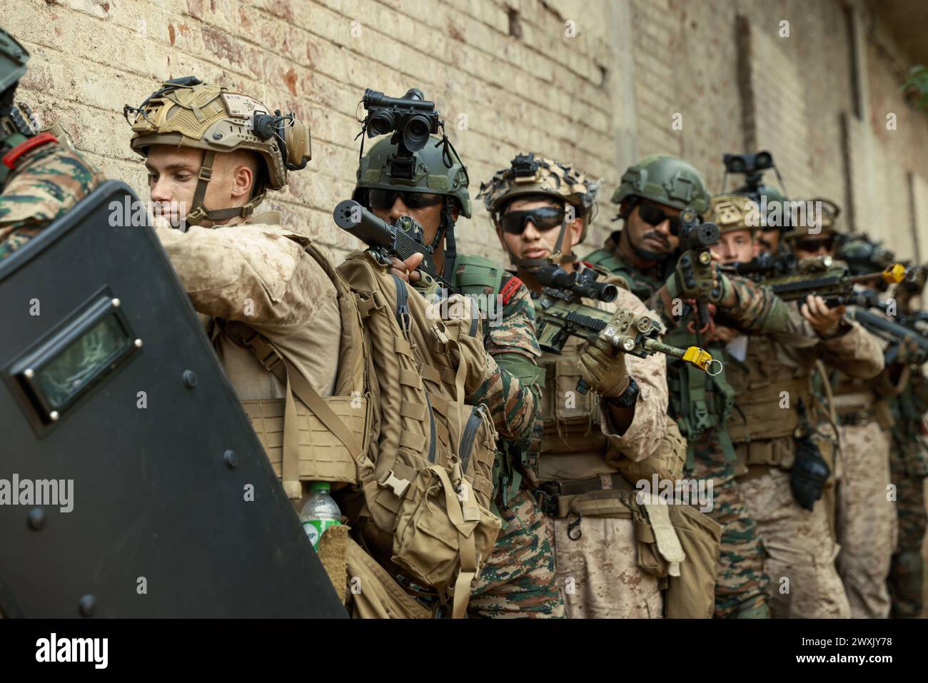 U.S. Marines assigned to Charlie Company, Battalion Landing Team 1/5, 15th Marine Expeditionary ...