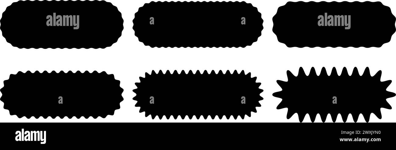 Set Of Different Rectangles With Wavy Edges Rectangular Shapes With Undulated Borders Empty