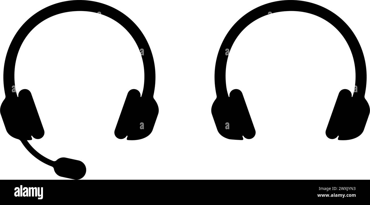 Headset with microphone and headphone icons. Music or radio listening ...