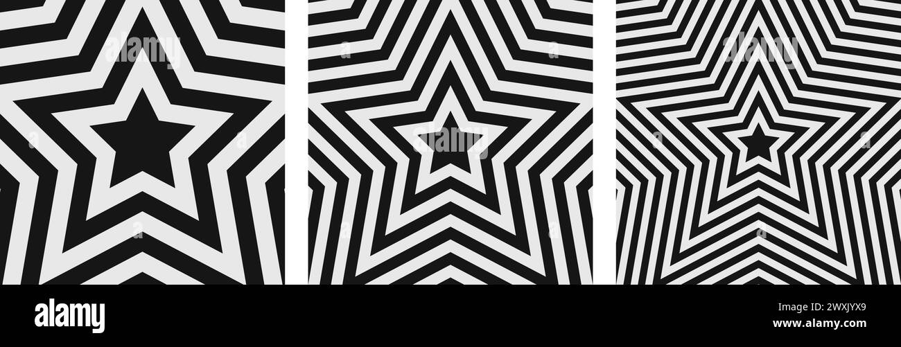 Set of repeating concentric stars backgrounds. Trendy y2k patterns in ...