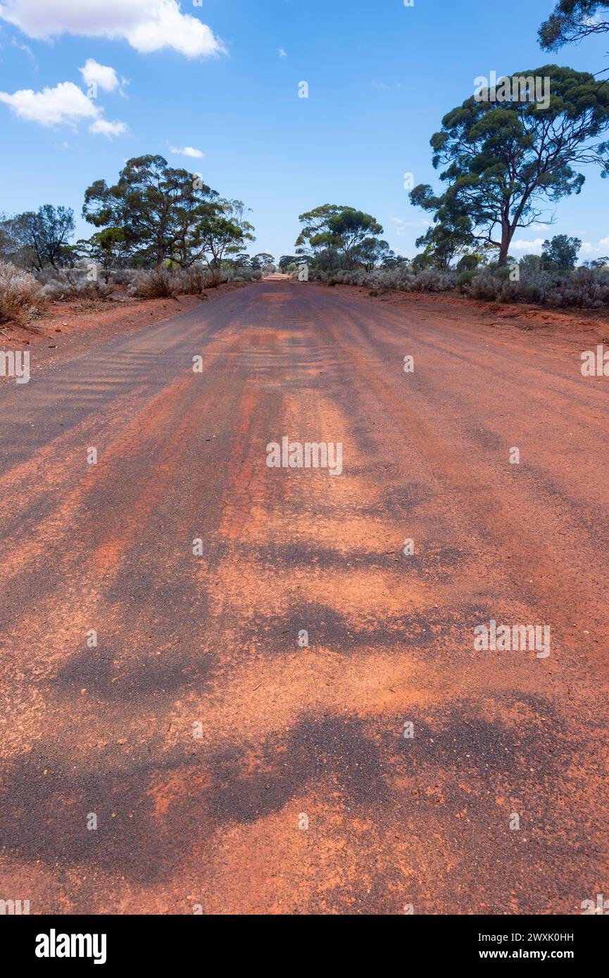 Vertical view of a corrugated Outback gravel road near Kalgoorlie ...