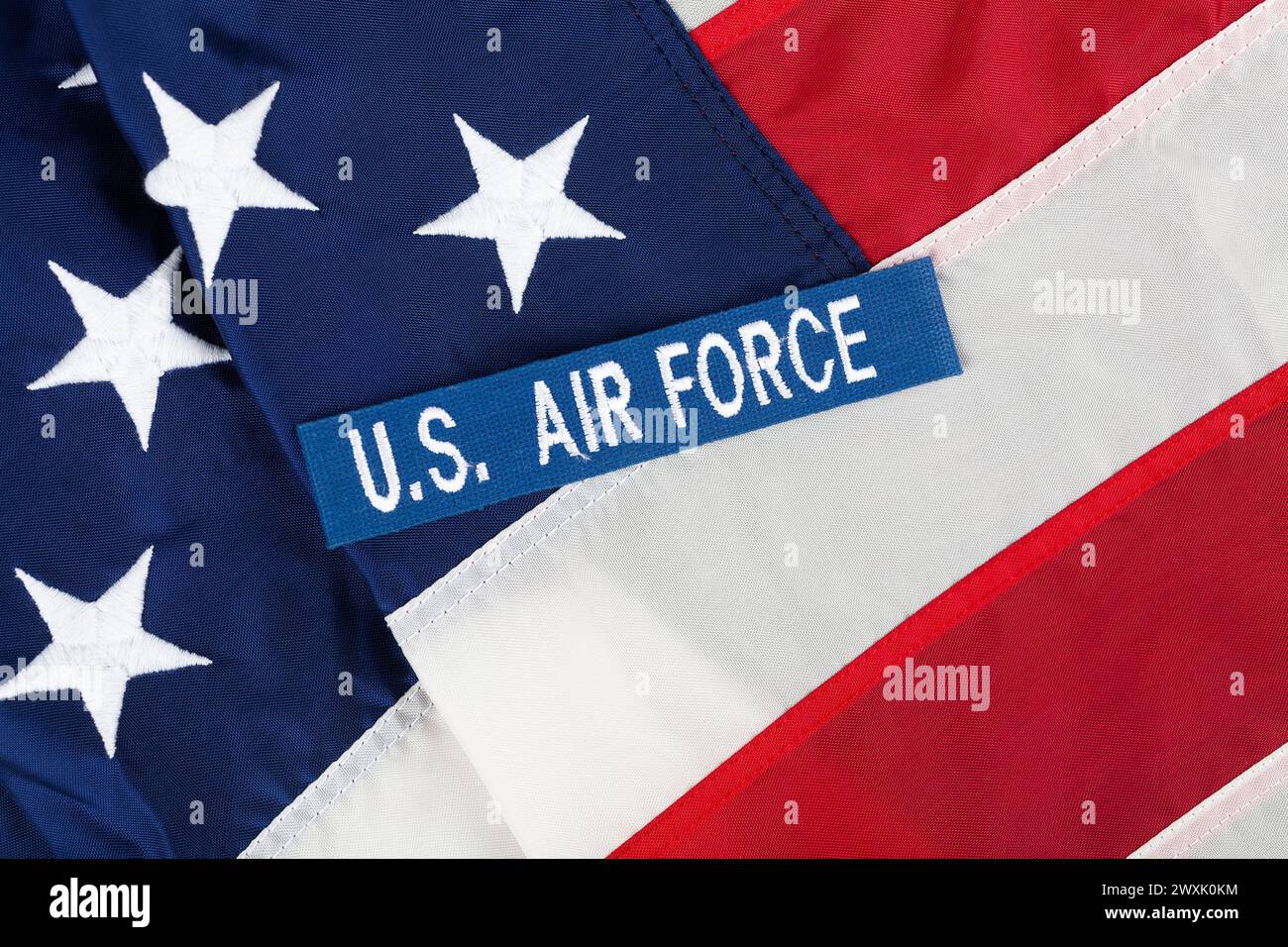 US AIR FORCE branch tape on USA national flag background Stock Photo ...