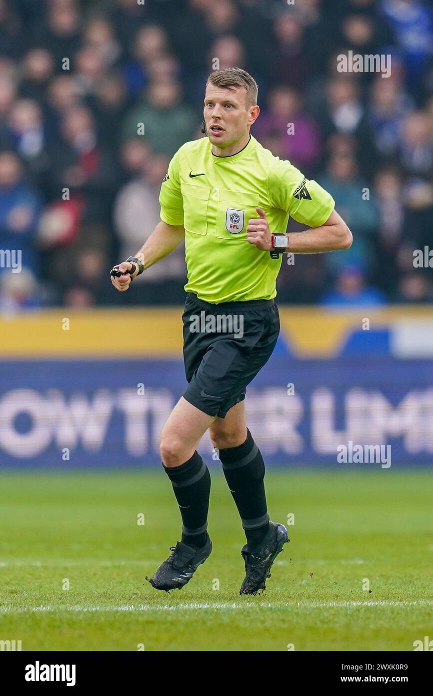 Hull, UK. 09th Mar, 2024. Referee Sam Barrott during the Hull City AFC ...