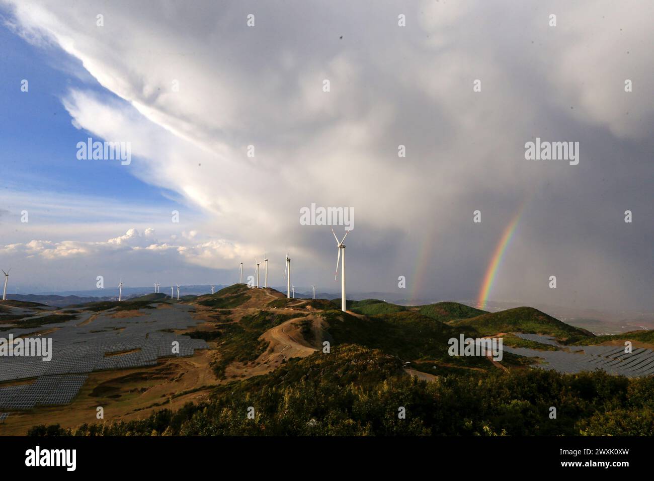 WEINING, CHINA - MARCH 31, 2024 - Wind power and photovoltaic power ...