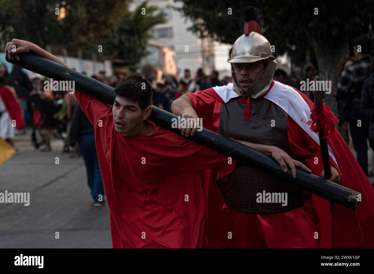 Valparaiso, Chile. 29th Mar, 2024. Actors recreate the traditional ...