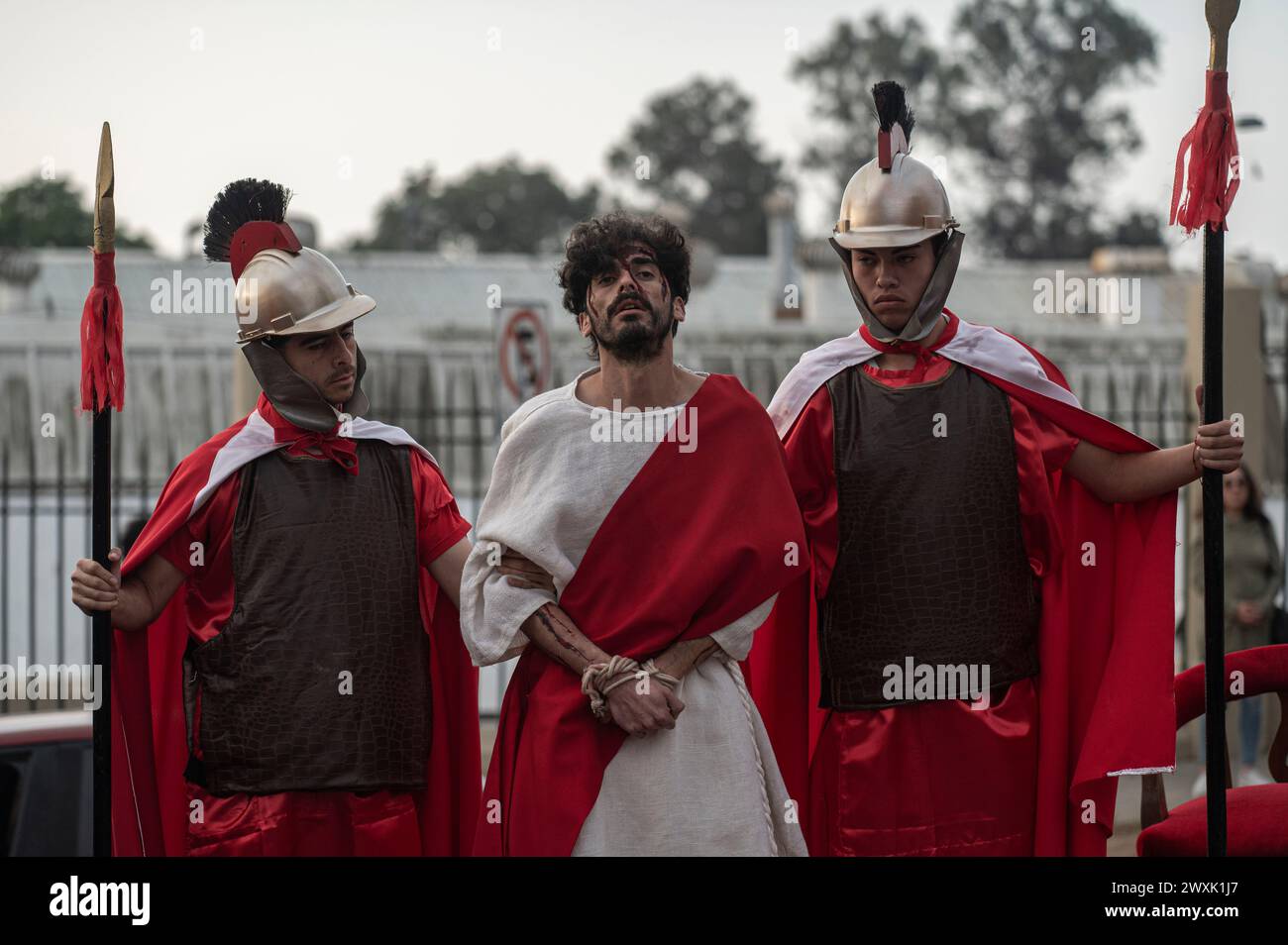Valparaiso, Chile. 29th Mar, 2024. An actor represents Jesus of ...