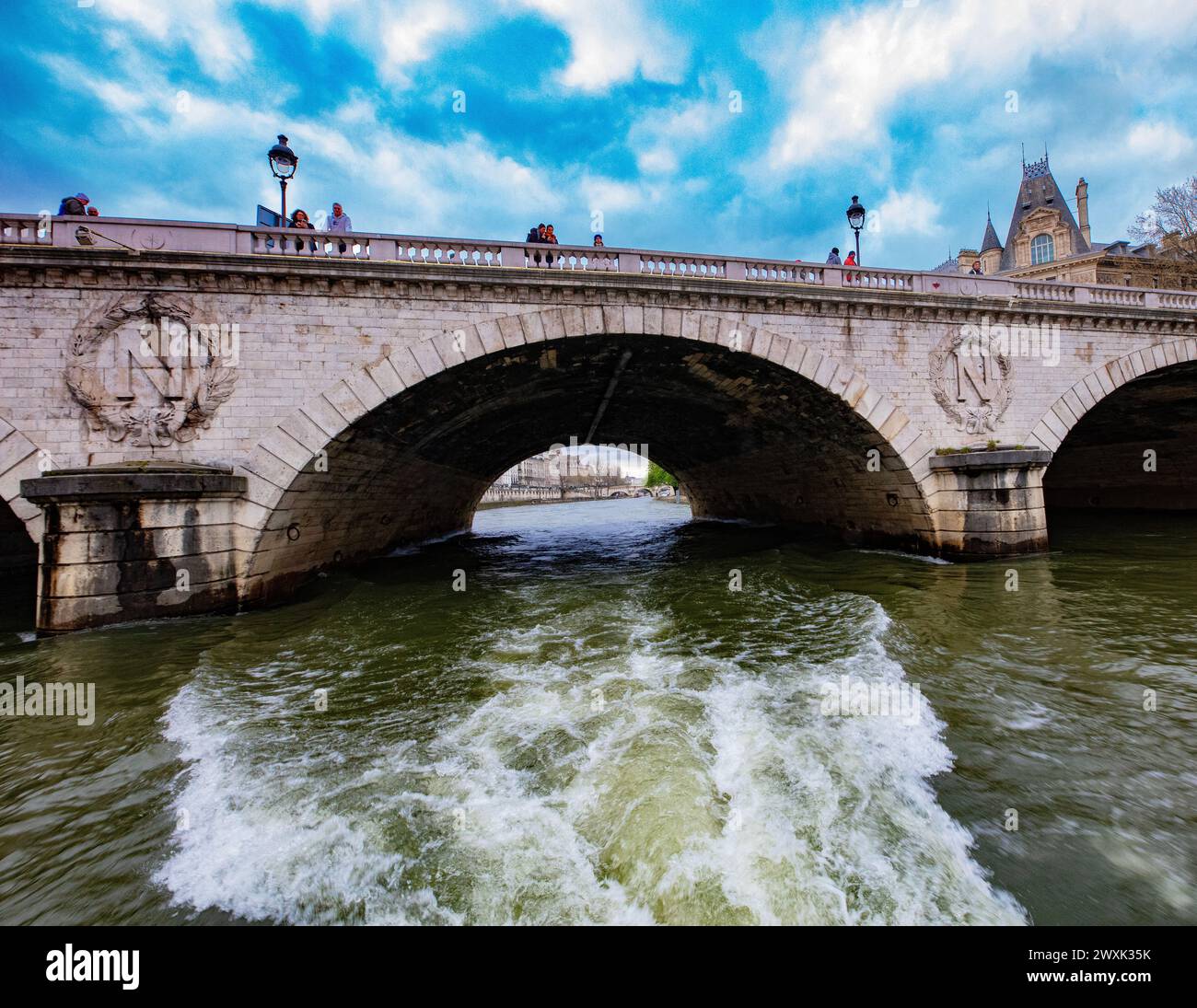 The Pont Napoléon in Paris, France, seen from the River Seine, with the ...