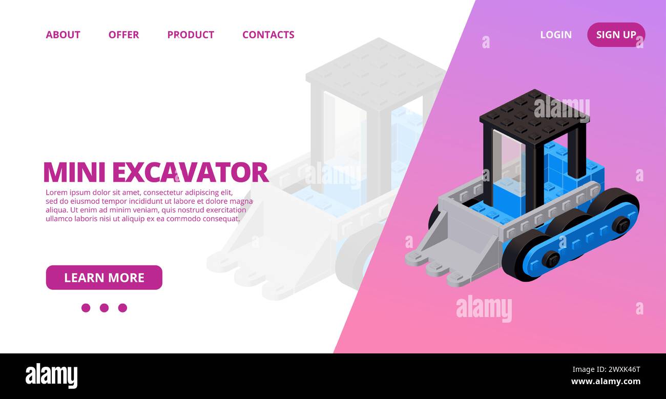 Web template with a blue excavator. Vector Stock Vector Image & Art - Alamy