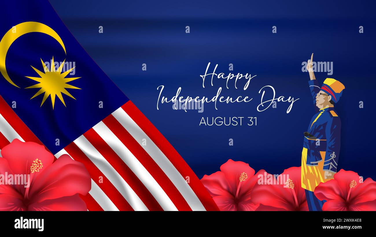 Malaysia Independence Day Banner. Malaysia flag, national hibiscus ... Malaysia Independence Day Banner. Malaysia flag, national hibiscus ...