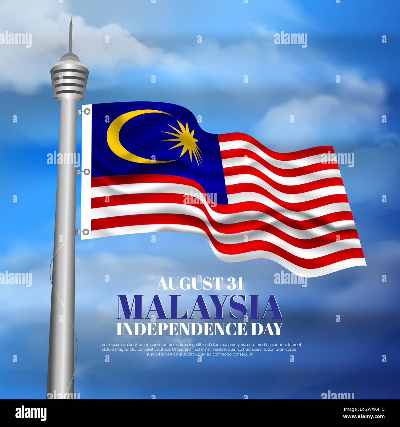 Malaysia Independence Day sale poser. Merdeka sale poster with podium ...