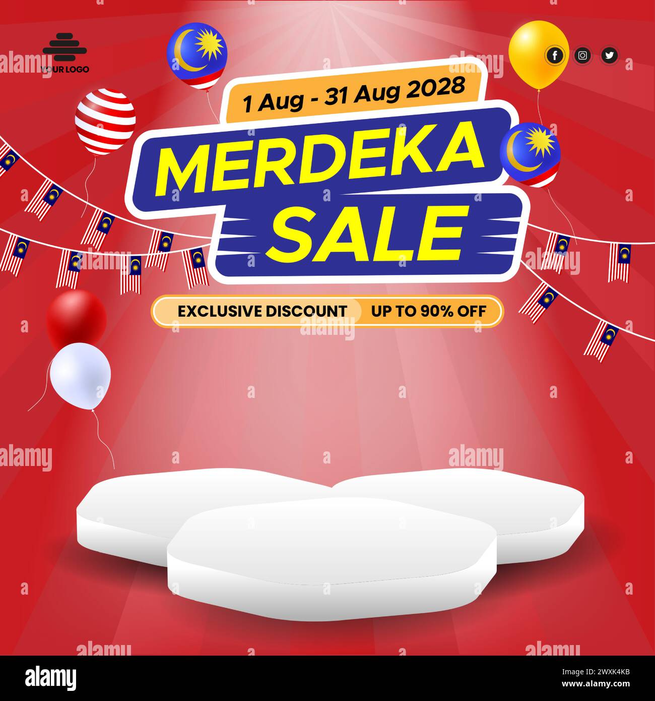 Merdeka sale promotion poster with podium Stock Vector Image & Art - Alamy