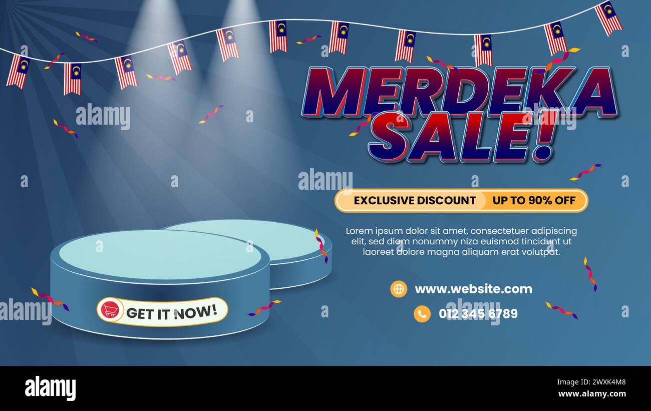 Merdeka sale banner promotion. 3D podium for product placement Stock ...