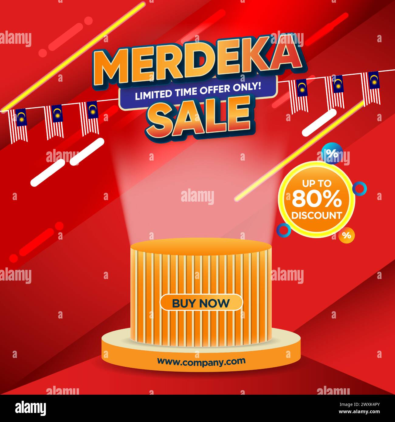 Malaysia Independence Day sale poser. Merdeka sale poster with podium ...