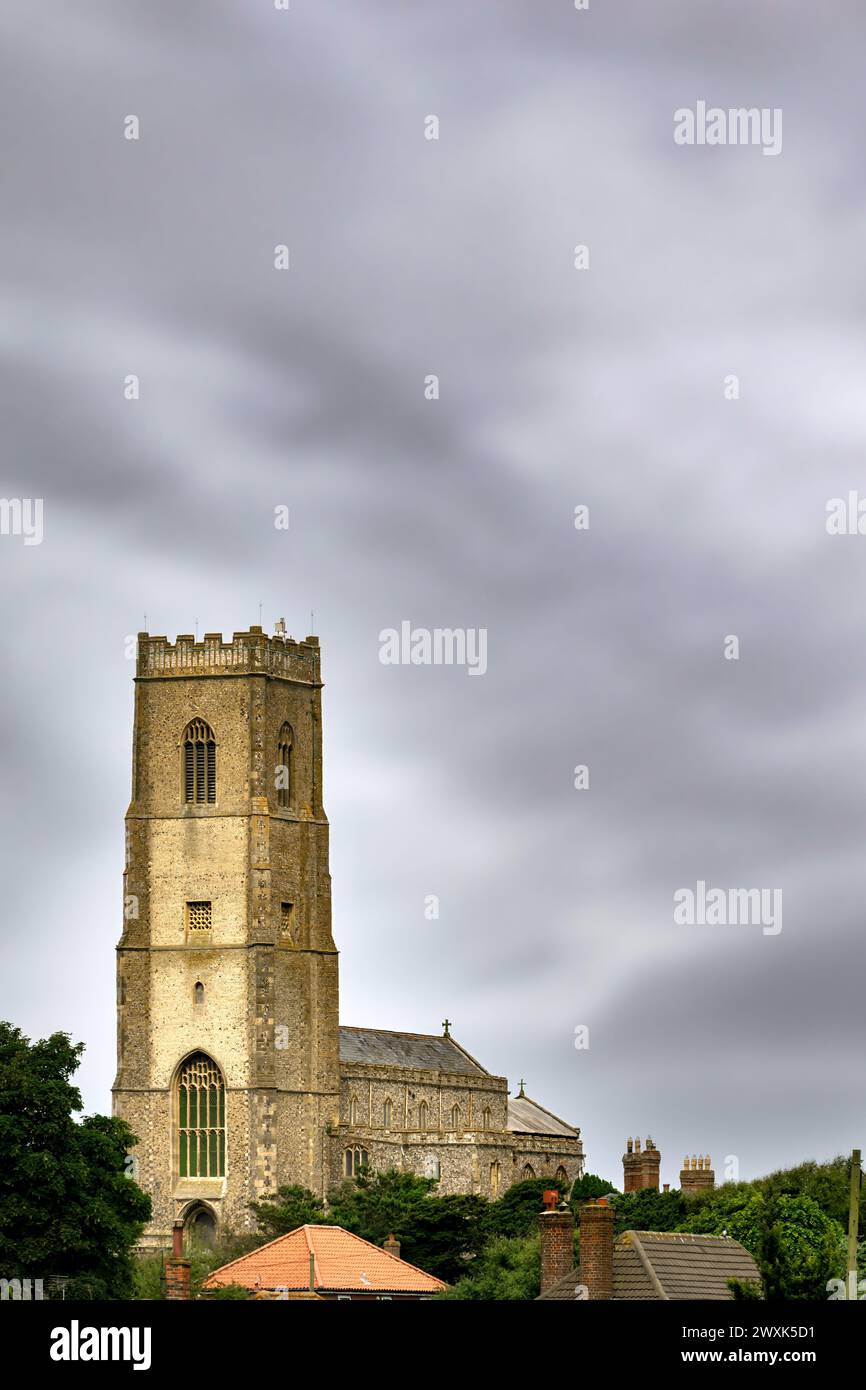 View of St Mary's church in Happisburgh on a spring afternoon, North ...