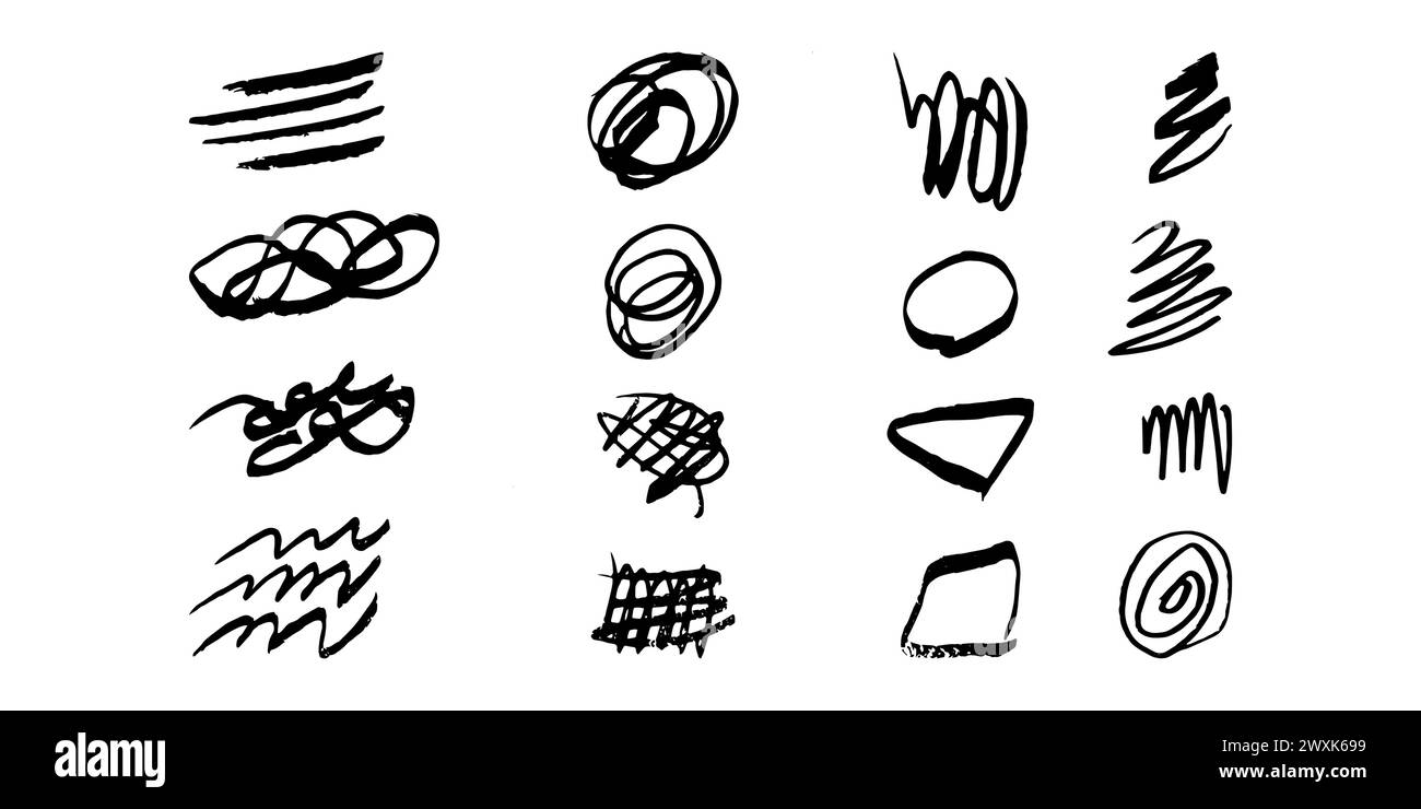 Brushes and elements for notes highlighting text. Strokes triangle ...