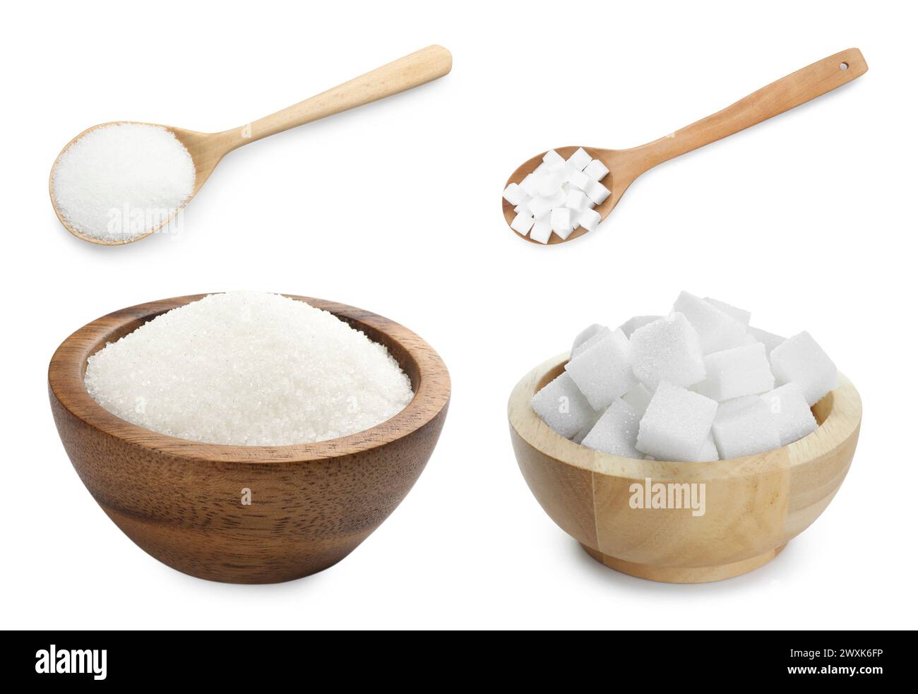 Sugar (granulated and cubes) isolated on white, set Stock Photo - Alamy
