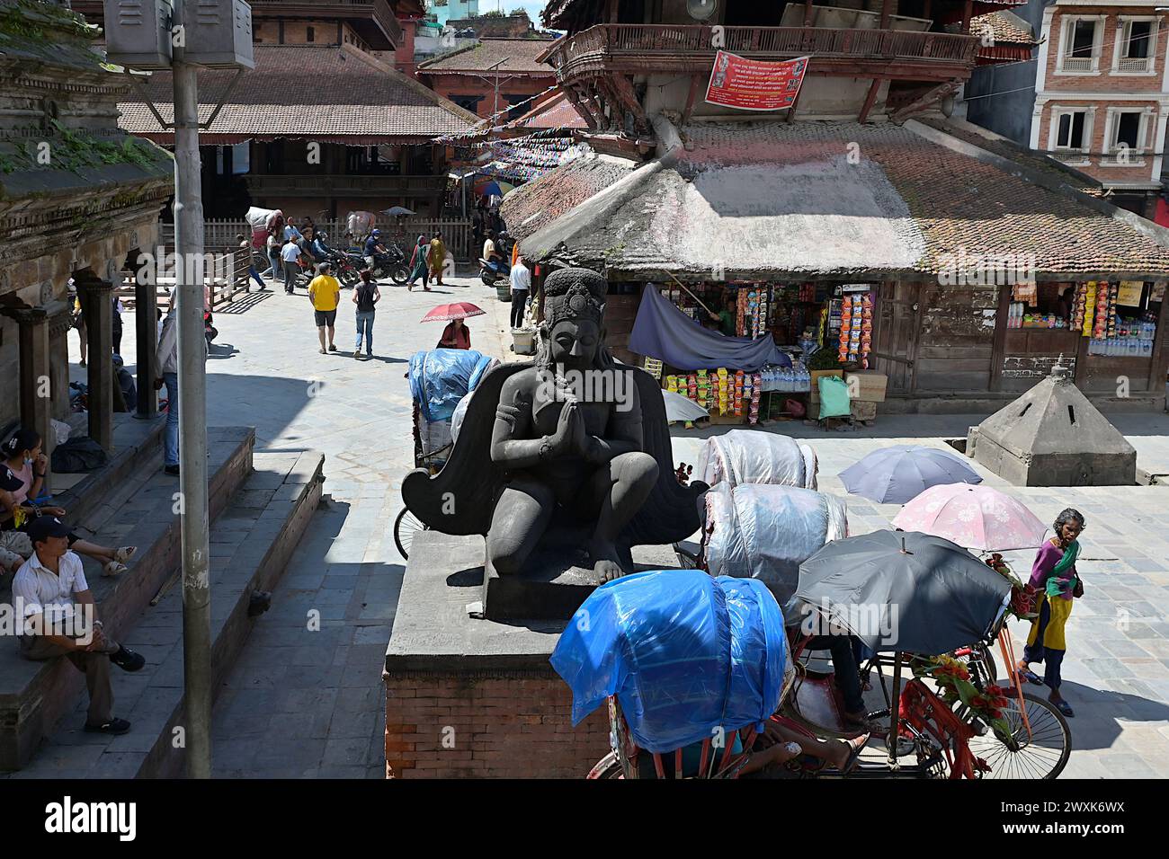 Votive Garuda statue from 1689, kneeling toward the west facade of the ...