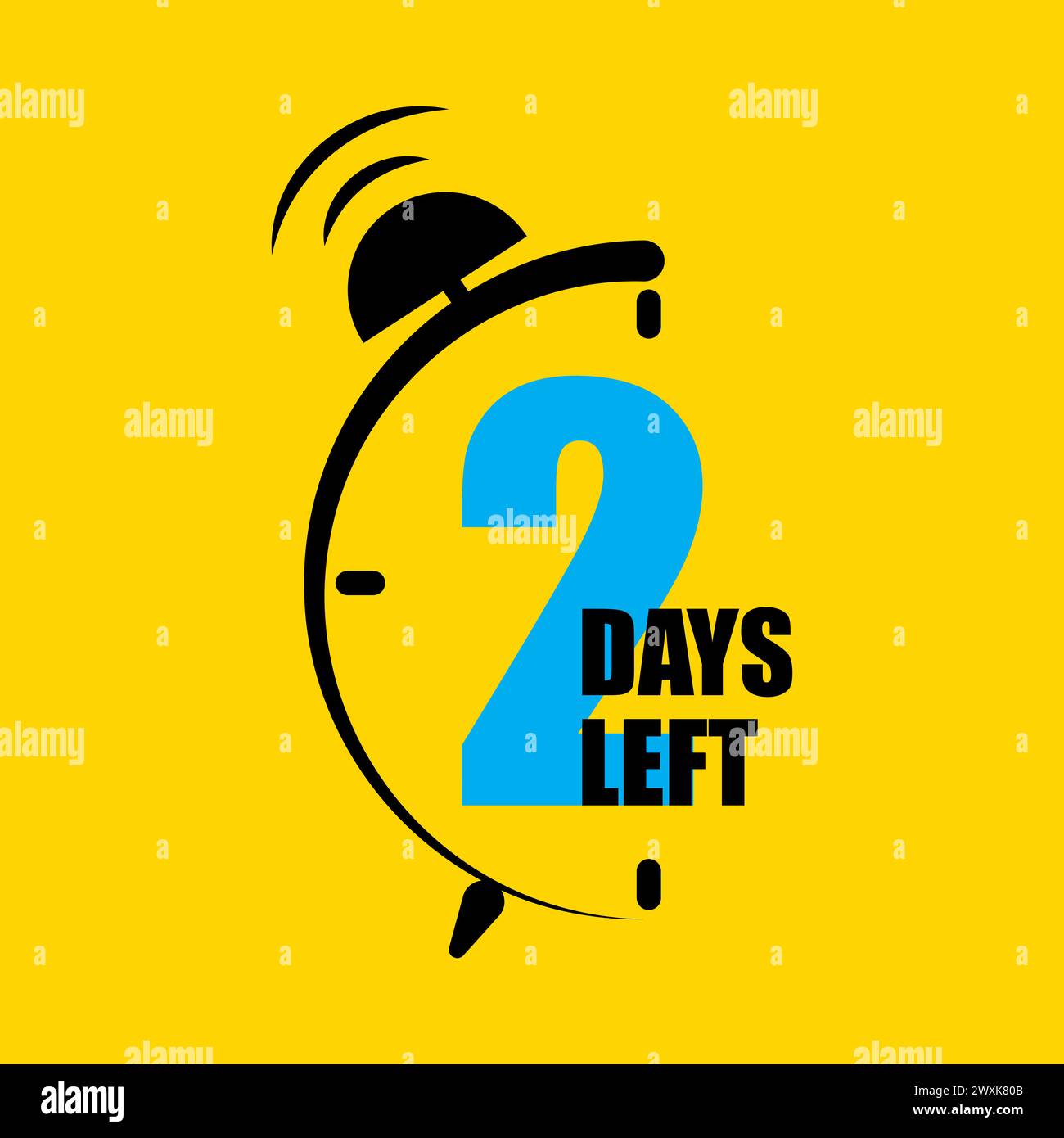 Countdown concept with alarm clock showing 2 days left. Urgency and ...