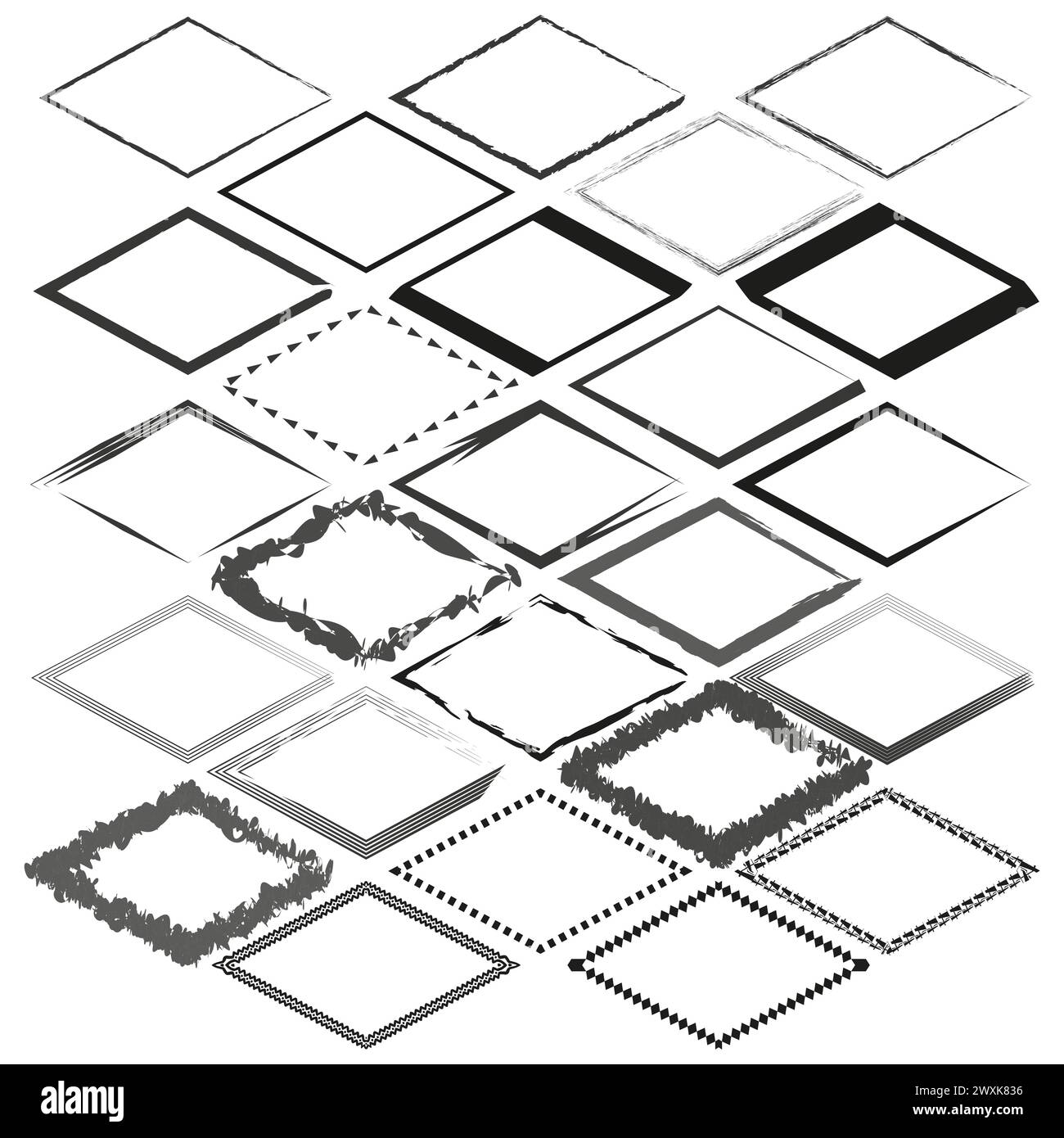 Assortment of grunge frame and border designs. Collection of various ...